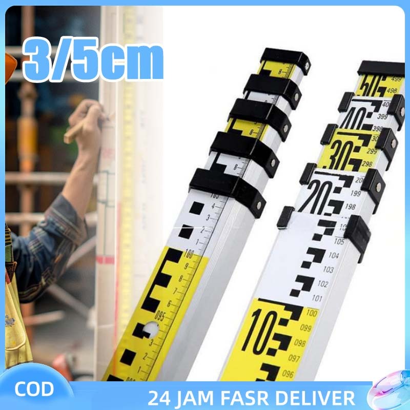 Jual Meteran Rambu 5 /3 Meter Bak Ukur Dual Skala Rambu Ukur Aluminium ...