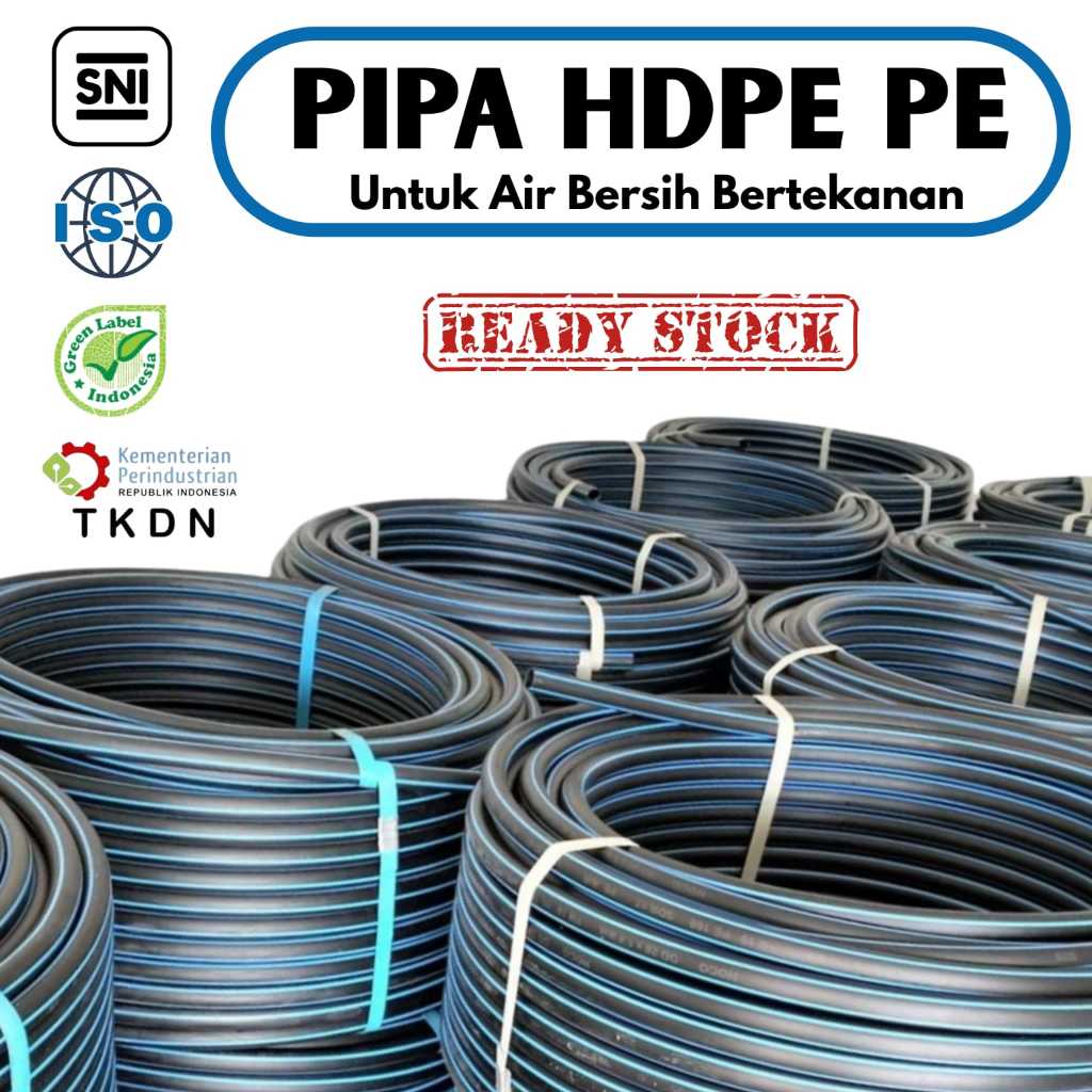 Jual Pipa HDPE 1” inch 32mm Selang HDPE Hitam SNI HDPE Hitam Pipa Air ...