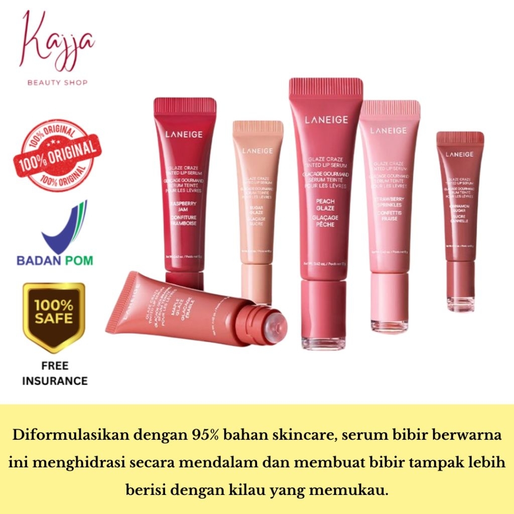 Jual Laneige Glaze Craze Tinted Lip Serum / Laneige Lip Serum | Shopee ...