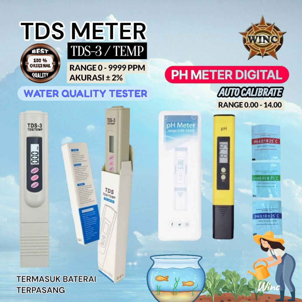 Jual PH Meter Digital, TDS & EC Meter, TDS Meter TDS-3 Alat Ukur ...