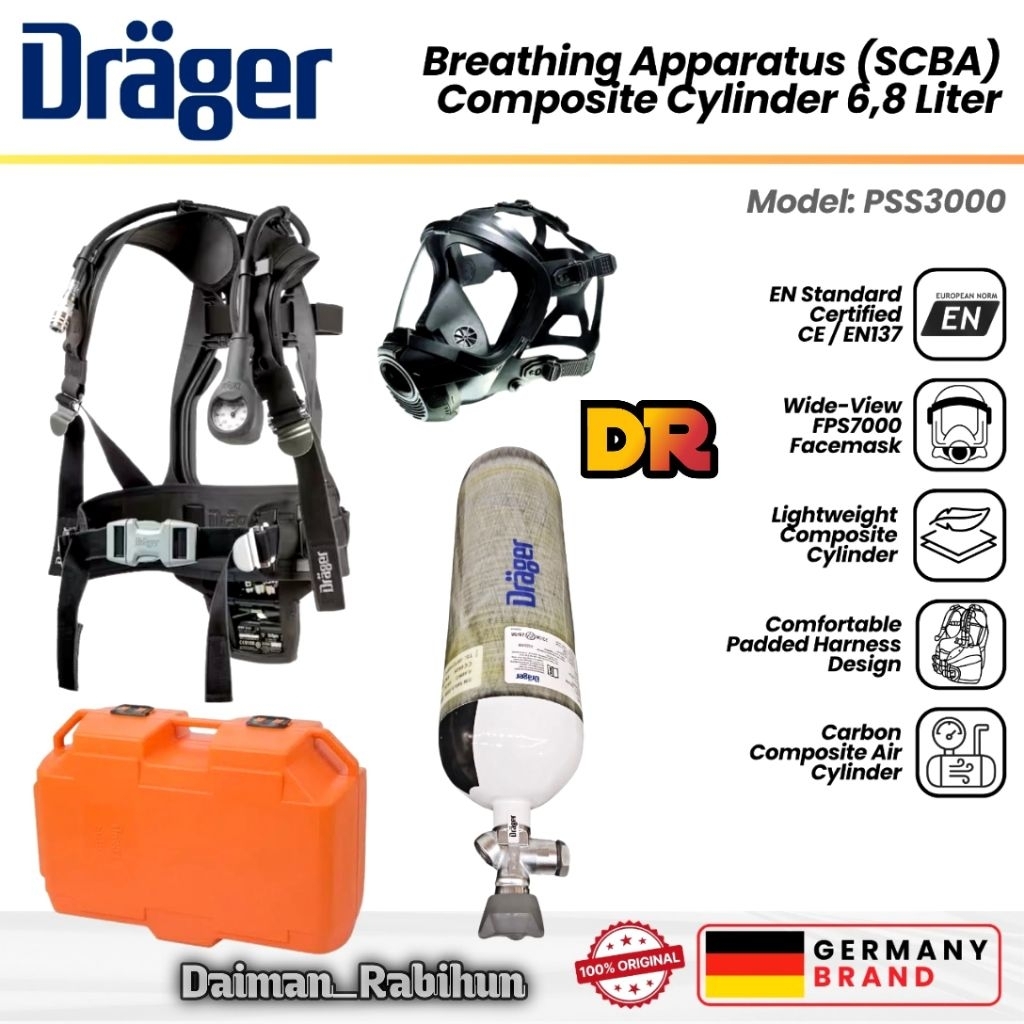 Jual SCBA Breathing Apparatus Drager 6.8 Liter Original – Composite ...