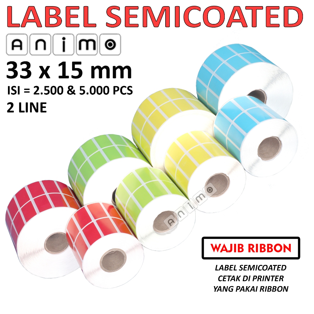 Jual LABEL SEMICOATED 33 X 15 Warna isi 5000 PCS 2 LINE - Label Barcode ...