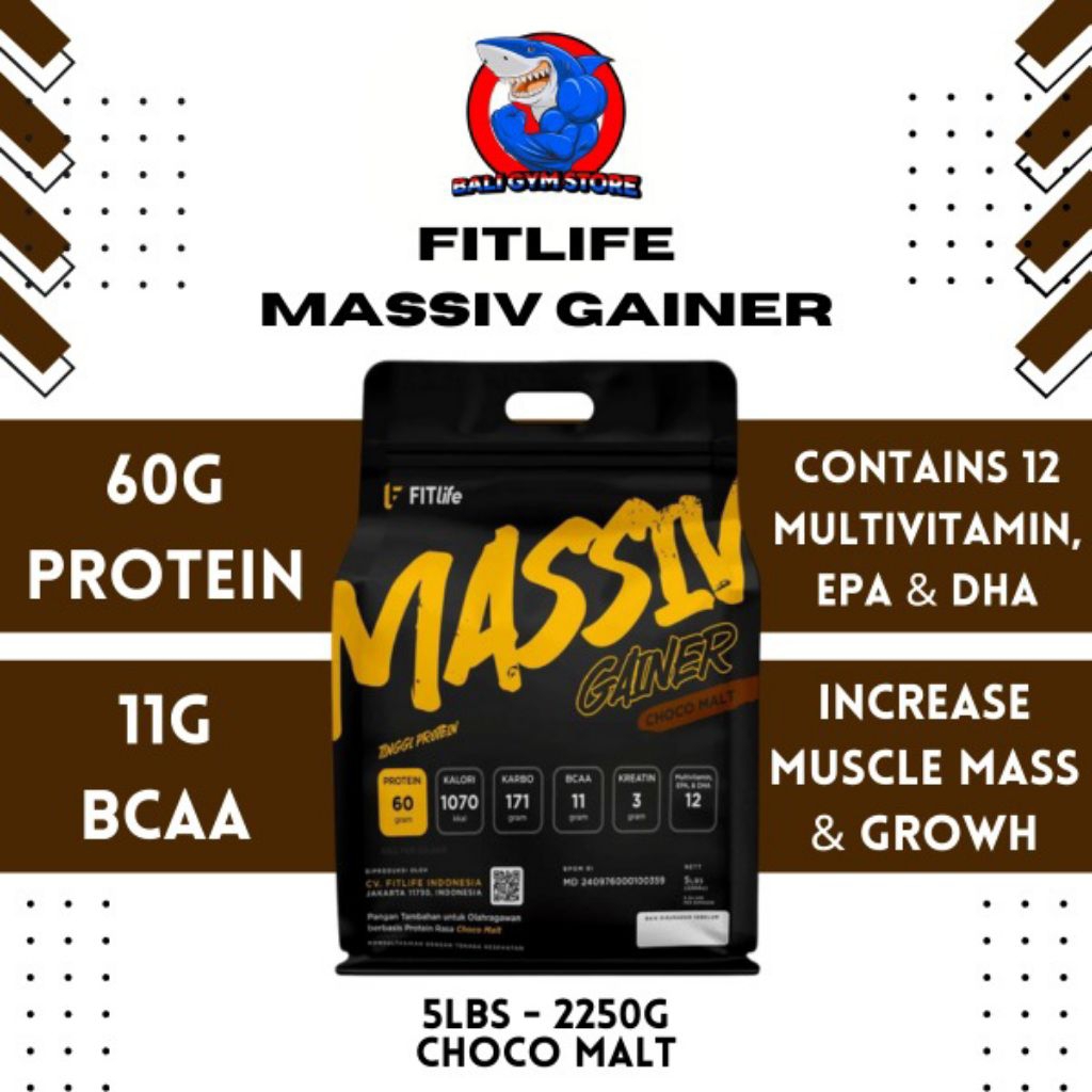 Jual Fitlife Massiv Mass Gainer 5lbs Susu Protein Penambah Berat Badan ...