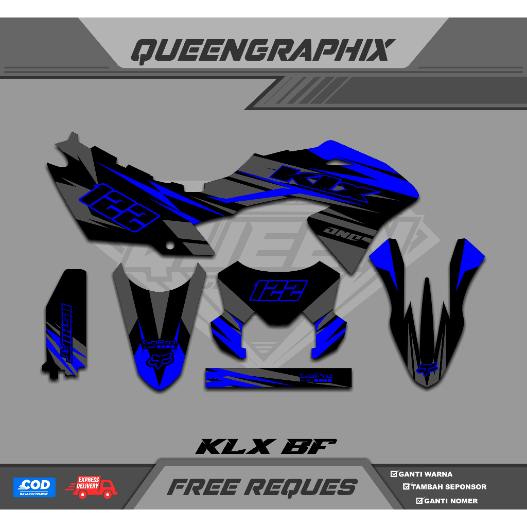 Jual DECAL KLX BF GTX KLX BF BISA CUSTOM DESAIGN NAMA, NONOR, SPONSOR ...