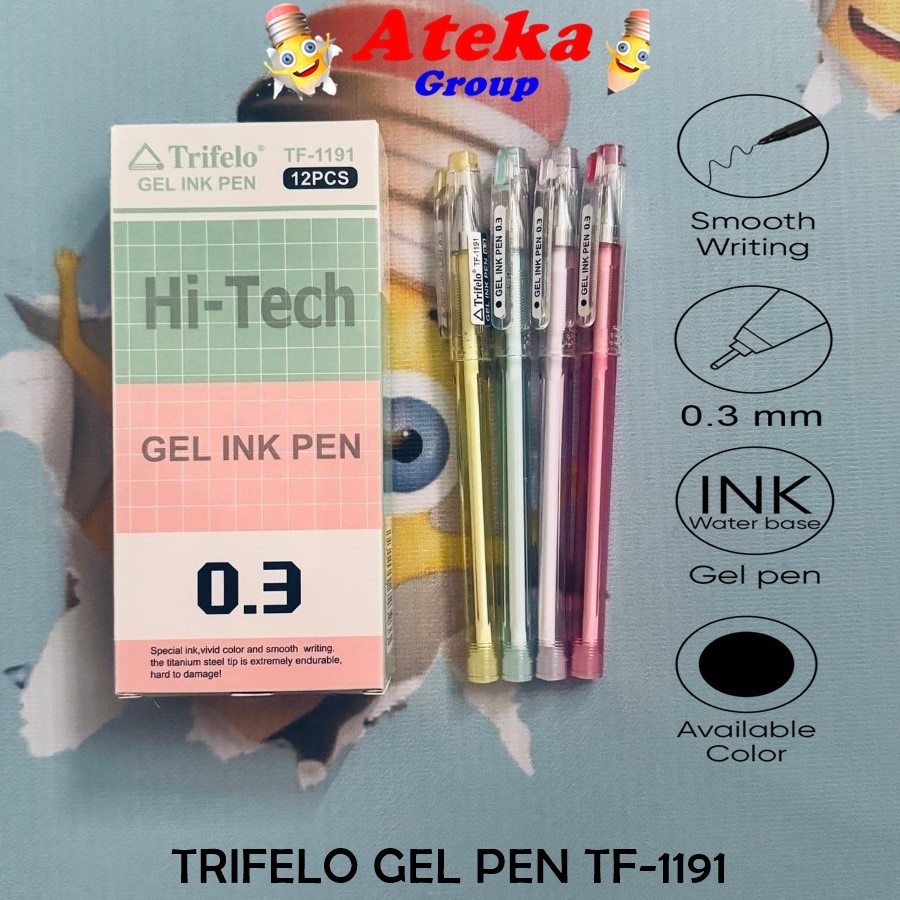 Jual [BOX/12PCS] TRIFELO GEL PEN TF-1191 HI-TECH 0.3mm | Shopee Indonesia