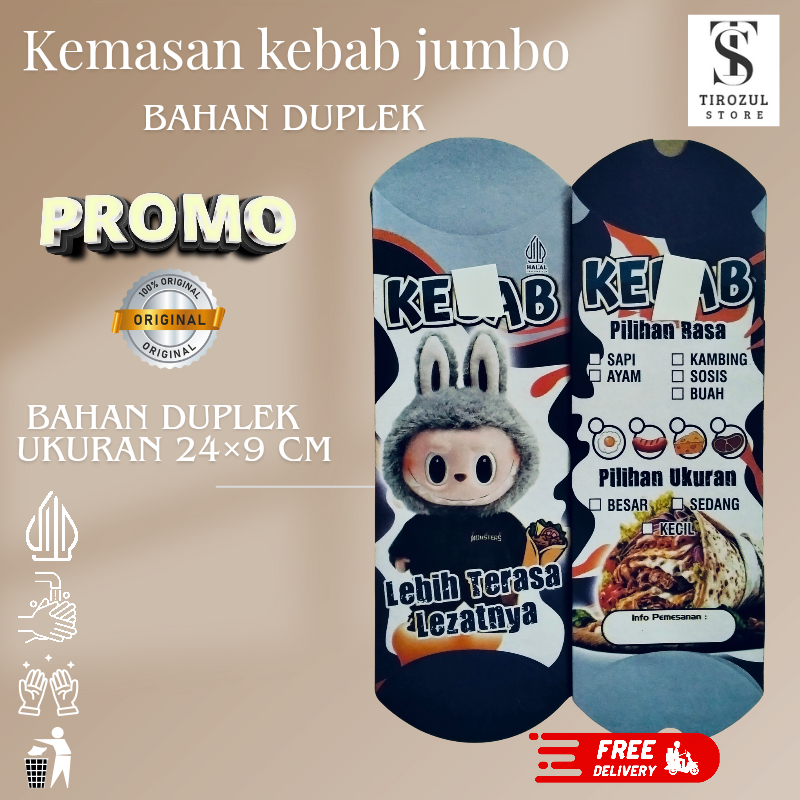 Jual DUS KEBAB 100 PCS PROMO KEMASAN KEBAB JUMBO UKURAN 14×9 CM | BOX ...