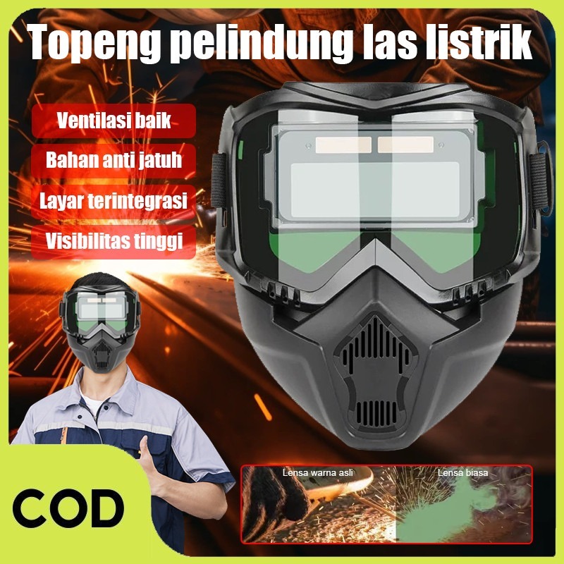 Jual Helm Las gelap Pelindung wajah bisa dilepas terang Dimming True ...