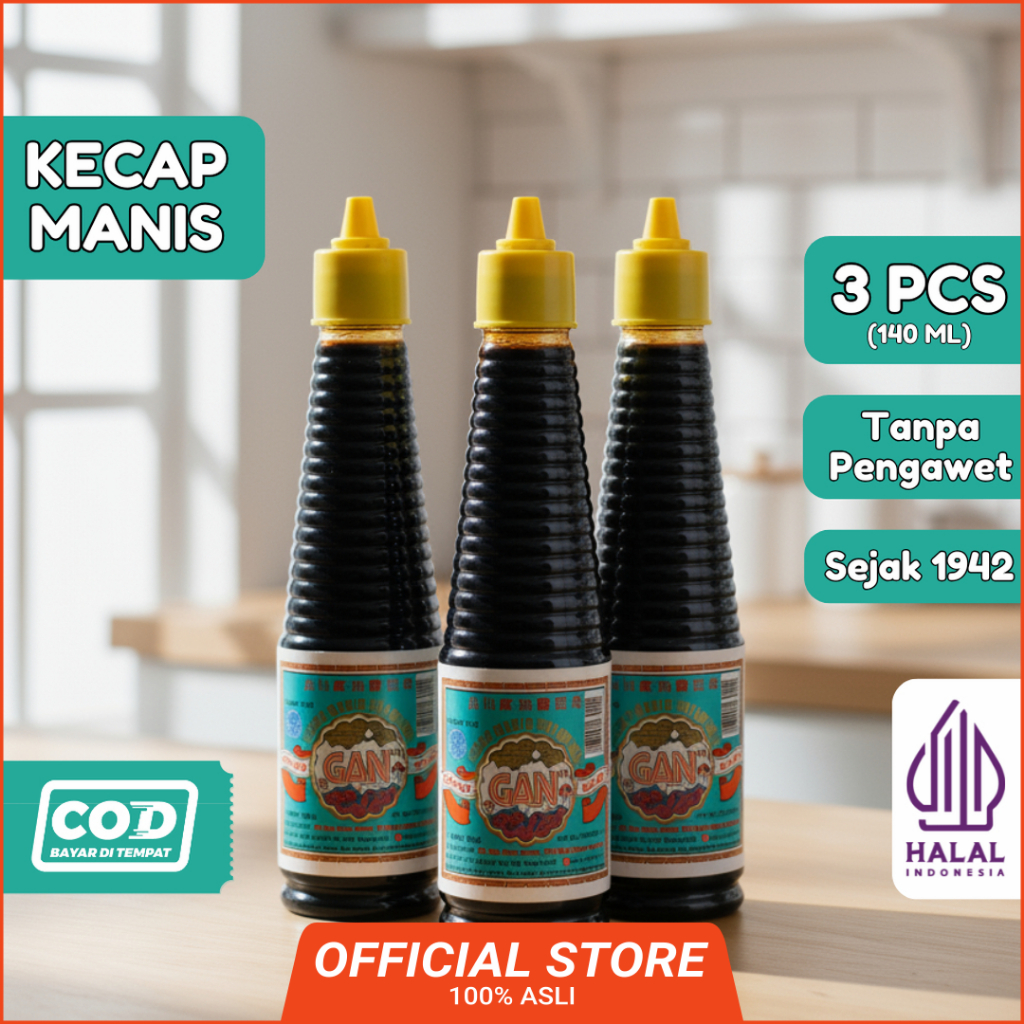 Jual KECAP GAN – Kecap Manis Halal Alami 140ml - 3pcs | Legendaris Khas ...