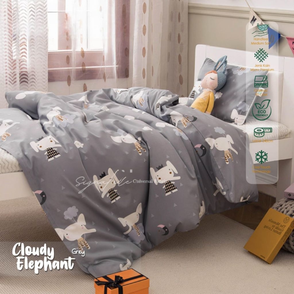 Jual Sprei cloudy elephant free anti geser sprei set double karet sprei ...