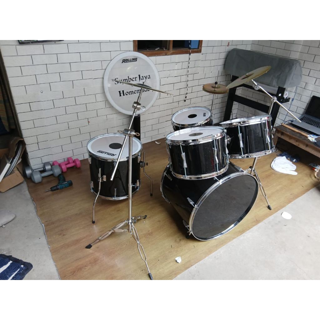 Jual drum set lengkap chroom ukuran 18, 20, 22 inch lengkap BODY TEBAL ...