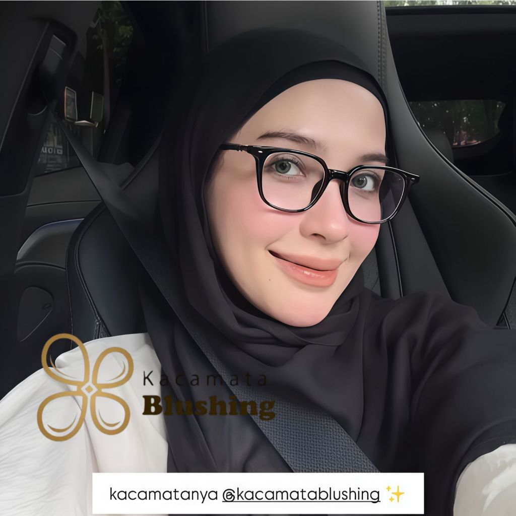 Jual KACAMATA BLUSHING - Frame Kacamata YUGO Black Hitam Kotak Ringan Wanita Pria Unisex ...