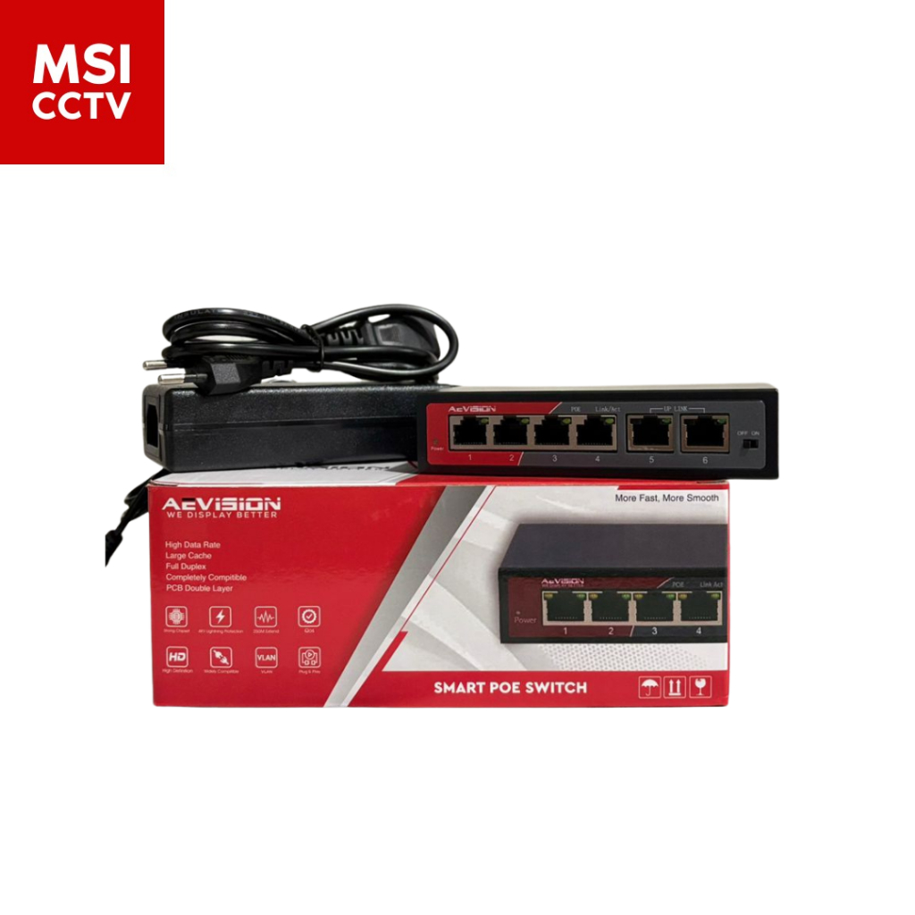 Jual Uniarch Poe Switch Hub 4 Port AEVISION Full Speed PoE Garansi 1 ...