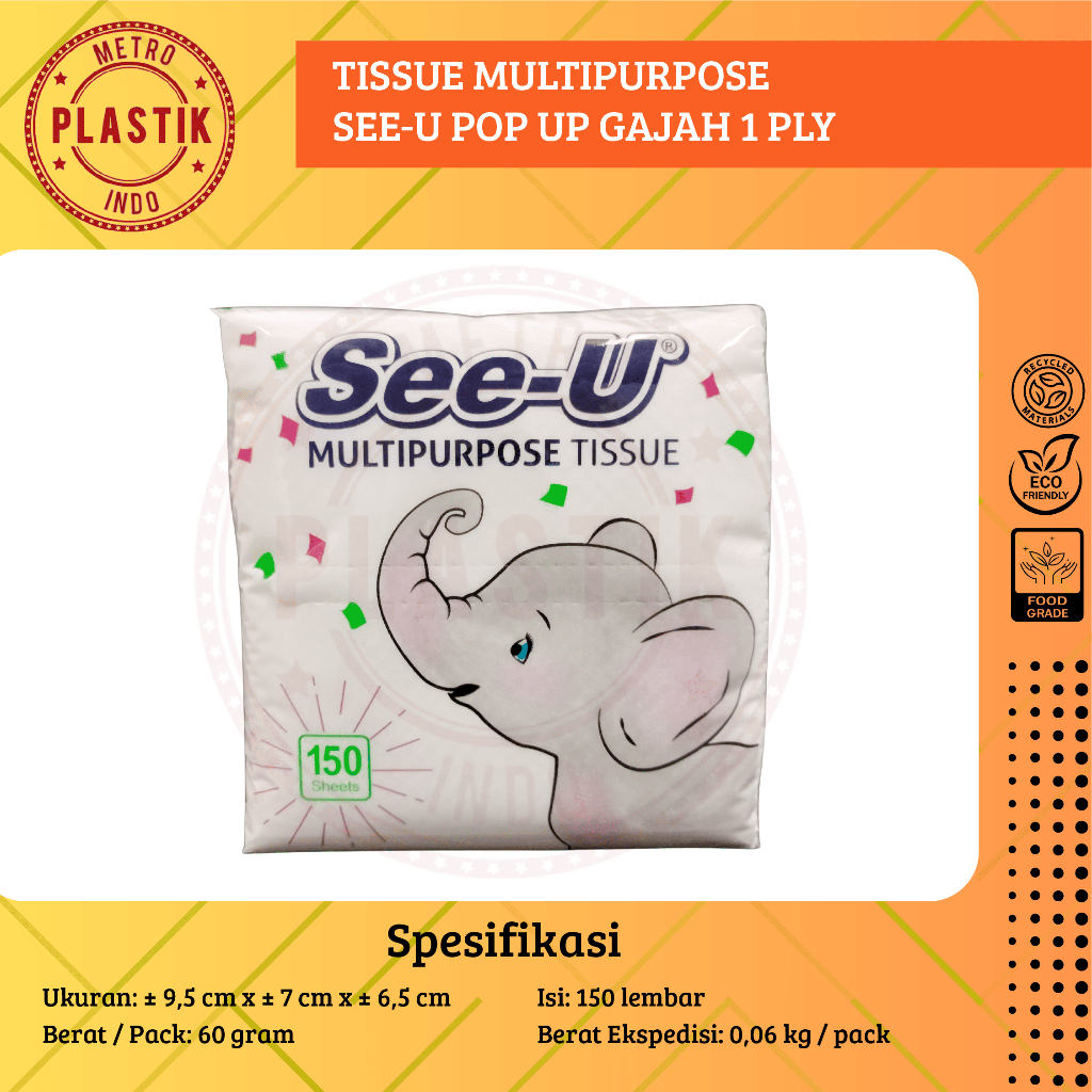 Jual Tissue See-U Pop Up Gajah 150 Sheets / Tisu See U Mini Kotak Meja ...