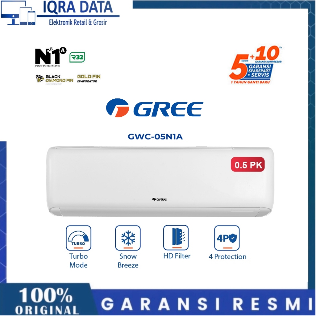 Jual AC GREE 1/2PK DELUXE STANDARD N1A Series - GWC-05N1A - KOMPRESSOR ...
