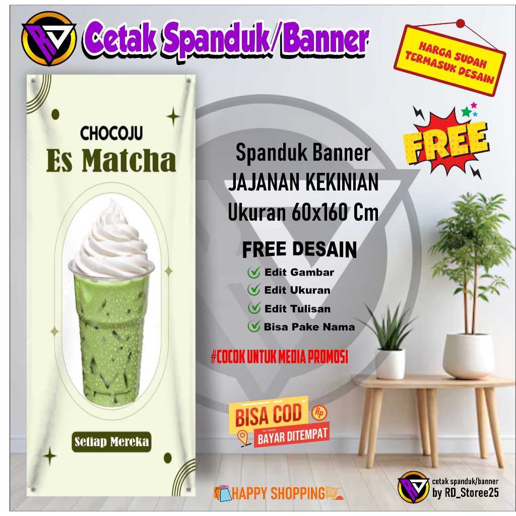 Jual Spanduk Banner Es Matcha 60x160 Cm | Shopee Indonesia