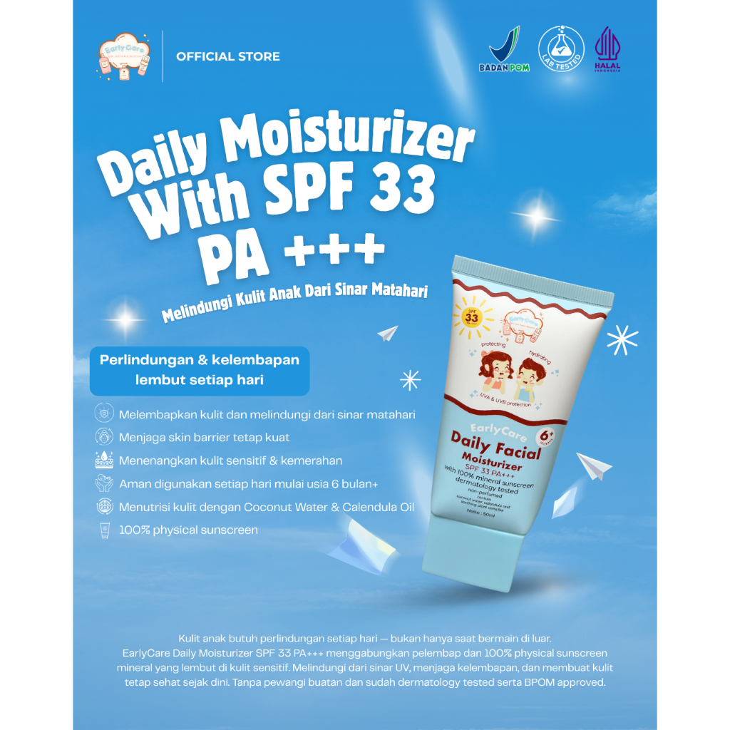 Jual EarlyCare Sunscreen Anak SPF 33 - Daily Moisturizer [50ml ...