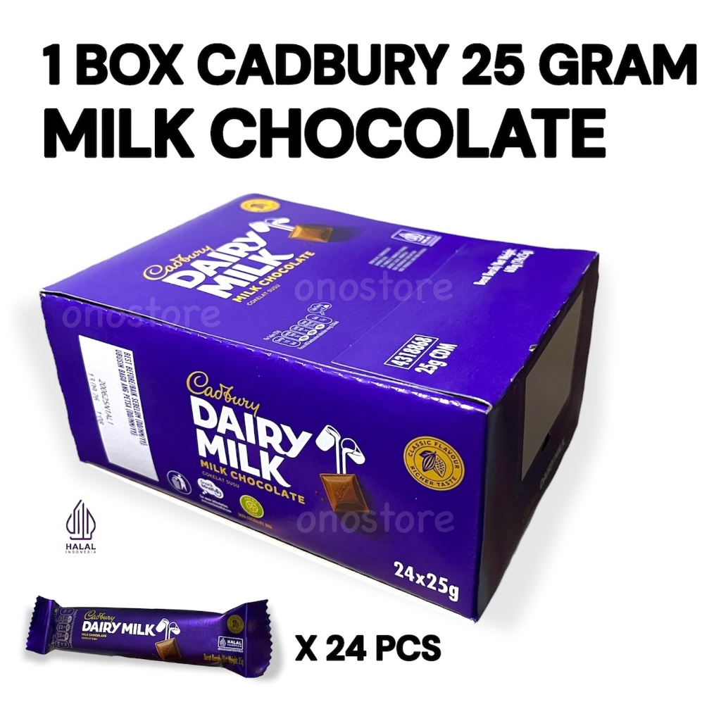 Jual 1 Box Cadbury Dairy Milk Chocolate 25 gram x 24 pcs | Shopee Indonesia