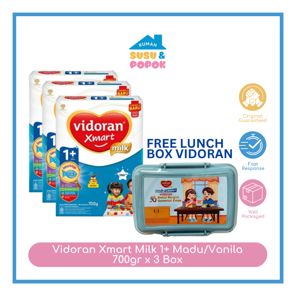 Jual [SPECIAL PROMO] Vidoran Xmart 1+ Madu/Vanila 700gr x 3 Box | FREE ...