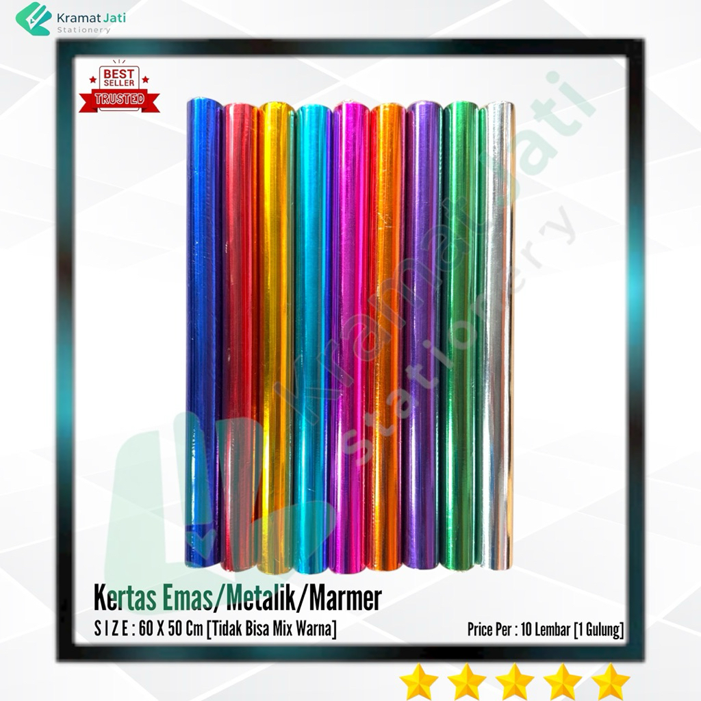 Jual Kertas Emas/Mengkilap/Prada 50 X 60 Isi 10 Lembar [1 Gulung ...