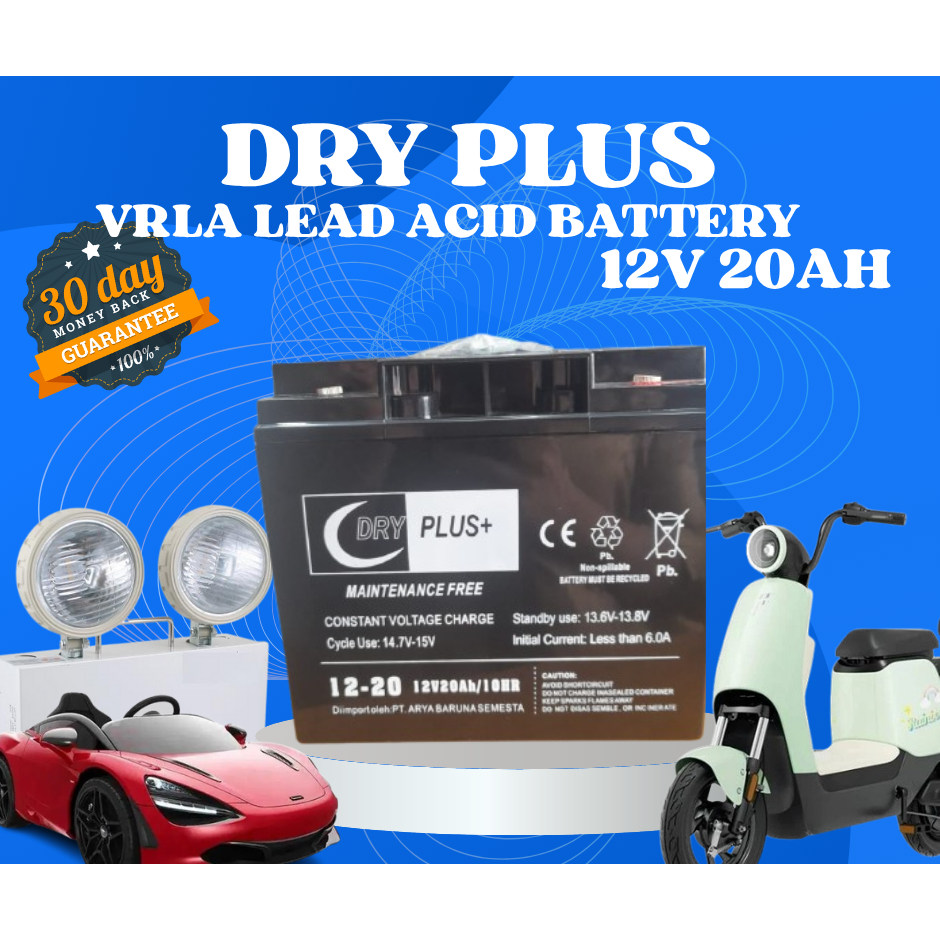 Jual DRY PLUS Battery 12V 20Ah Aki Kering VRLA AGM Tahan Lama Untuk ...