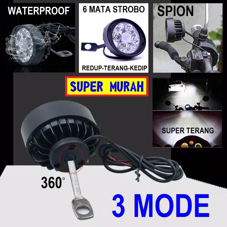 Jual (101i) LED 6 MATA OVAL STROBO 3 MODE 1 PC Lampu Flash 6mata Sorot ...