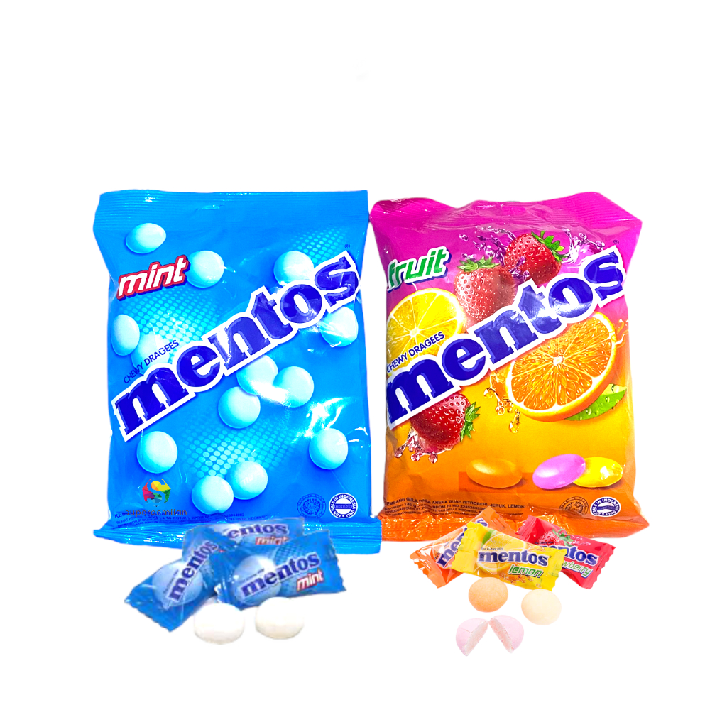 Jual (MART) Permen Mentos Chewy Dragees Rasa Buah & Mint isi plus minus ...