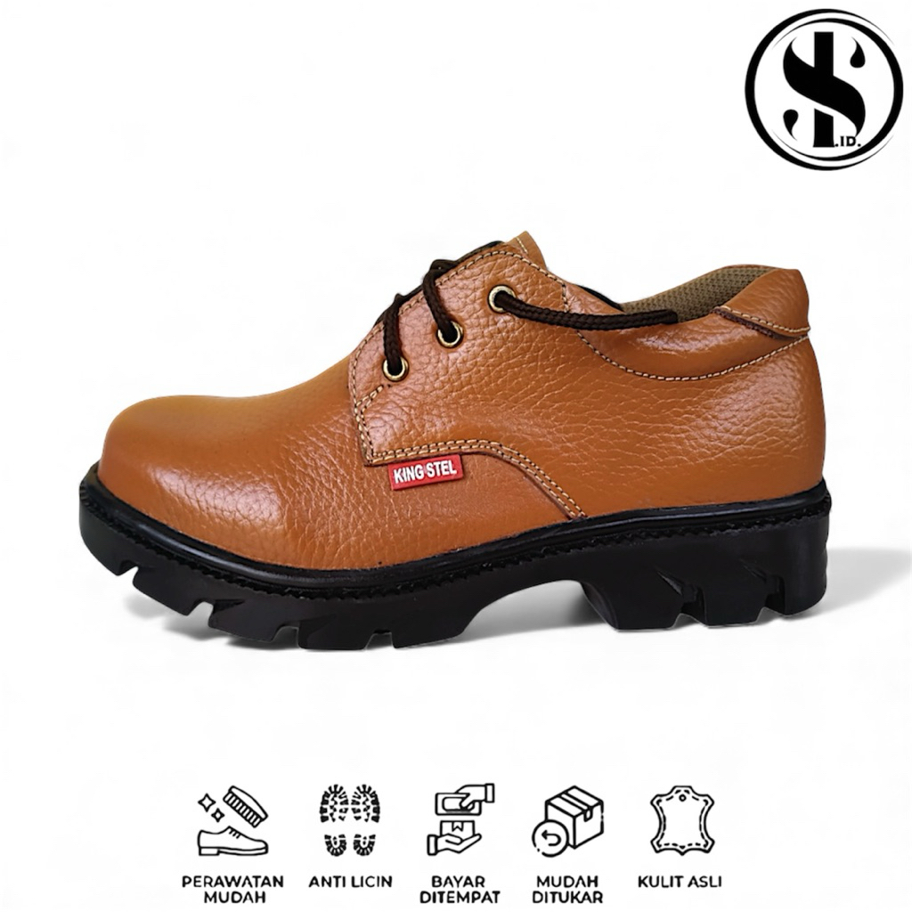 Jual Sepatu King Steel Tan 100% Kulit Sepatu Boot Low Ujung Besi Sol ...