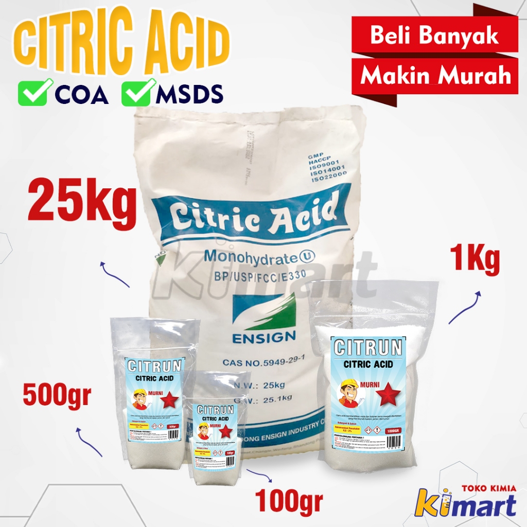 Jual Citric Acid 1000 gram Citrun Asam Sitrat Asam sitrun monohydrate ...