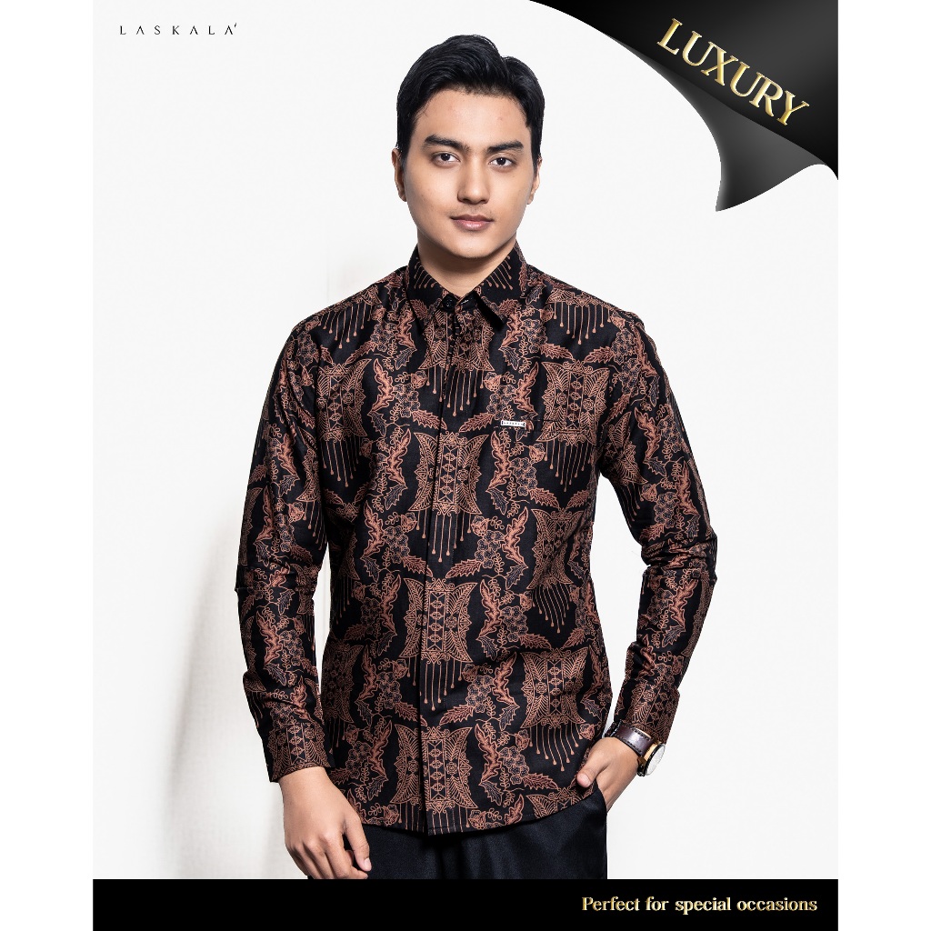 Jual Laskala Batik Premium Dhwani Black Kemeja Batik Pria Slimfit ...