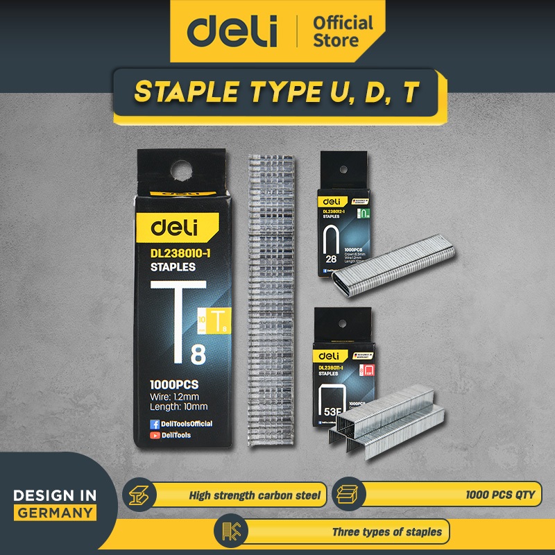 Jual Deli Tools Isi Staples Staple Tembak Tipe U, D, T EDL23801X-1 ...