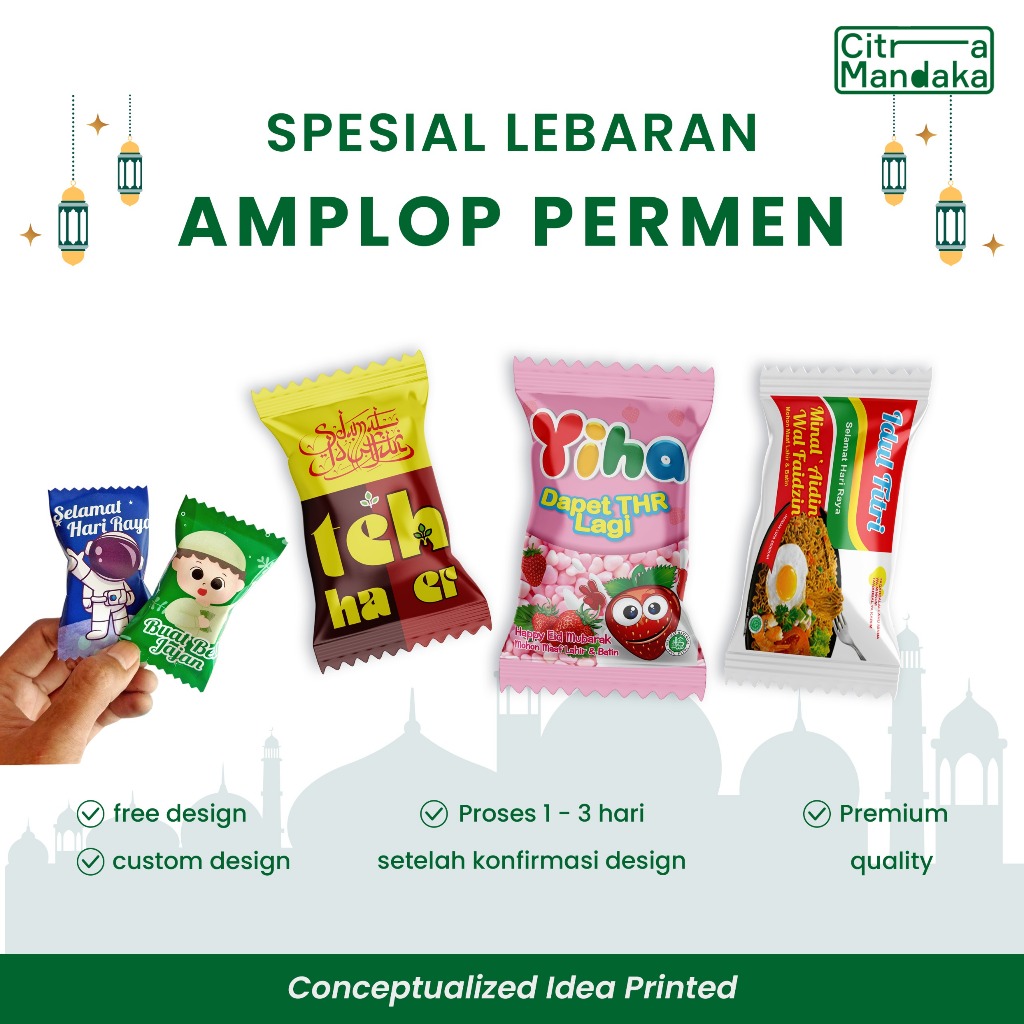 Jual Amplop Lebaran Unik 2025 Model Permen Custom Angpao Idul Fitri THR ...