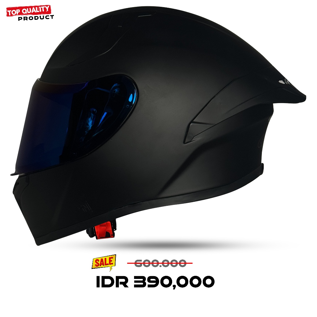 Jual Helm Full Face MLA Crypton / Hitam Dof Kaca Blue / Helm Premium ...
