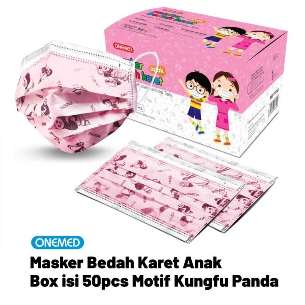 Jual Masker Medis Anak Onemed Kungfu Panda 3ply / Masker Bedah Karet ...