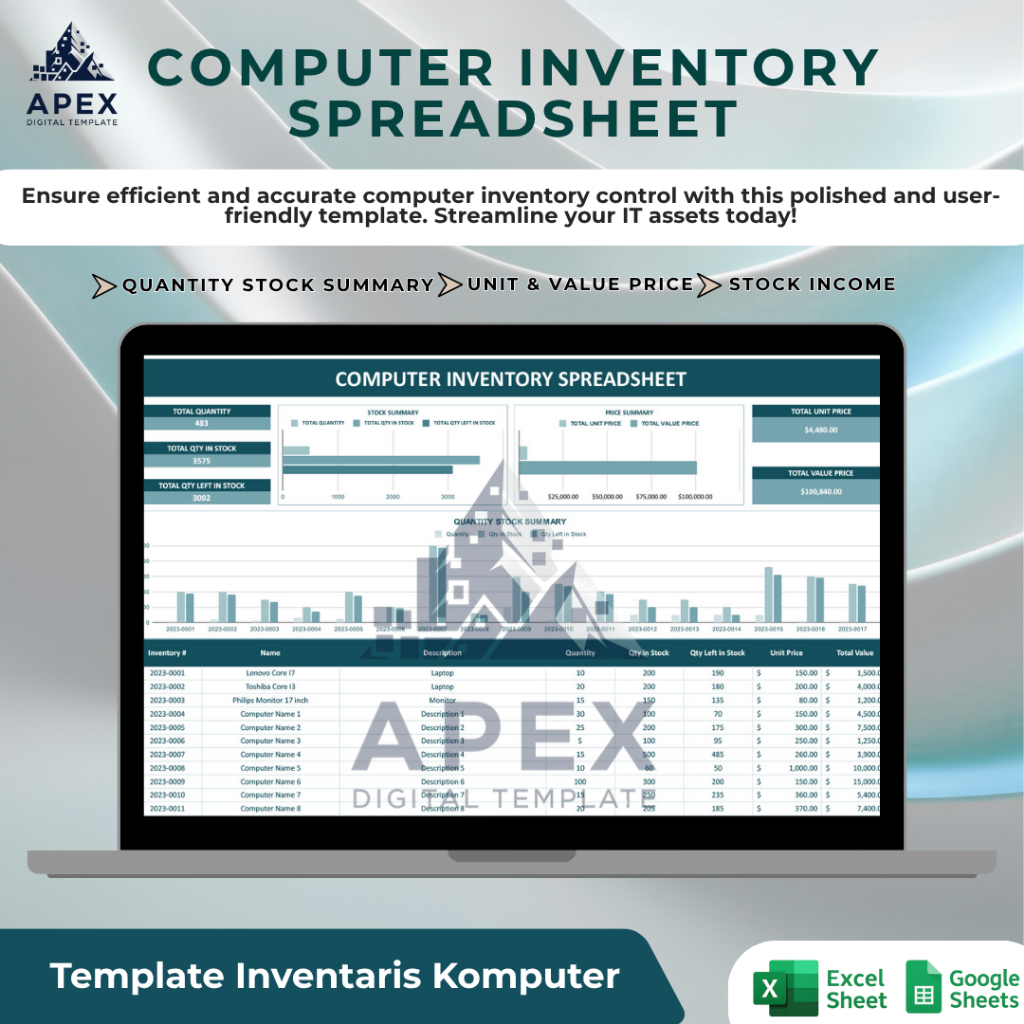 Jual Computer Inventory Spreadsheet – Template Manajemen Aset IT di Excel & SpreadSheets ...