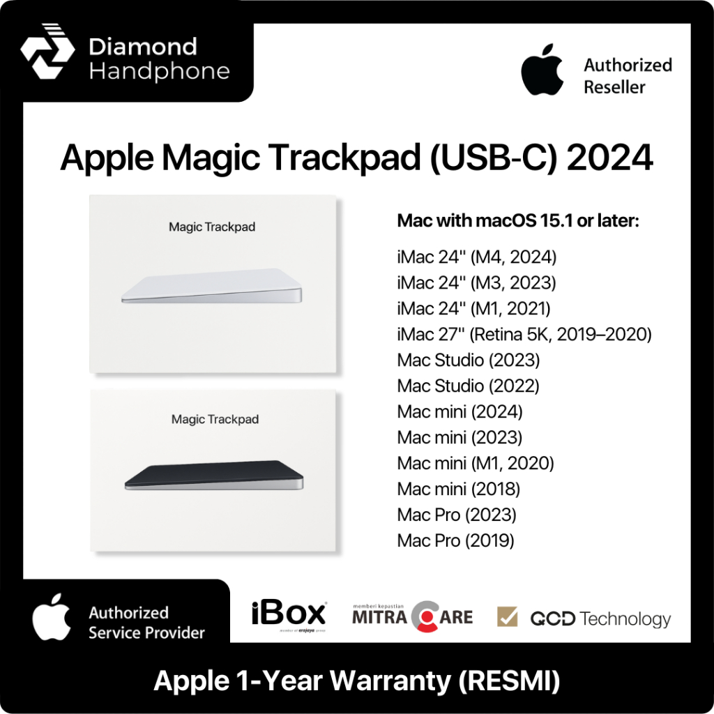 Jual Apple Trackpad USB C 2024 White MXK93 Black MXKA3 USB-C Type C Mac ...