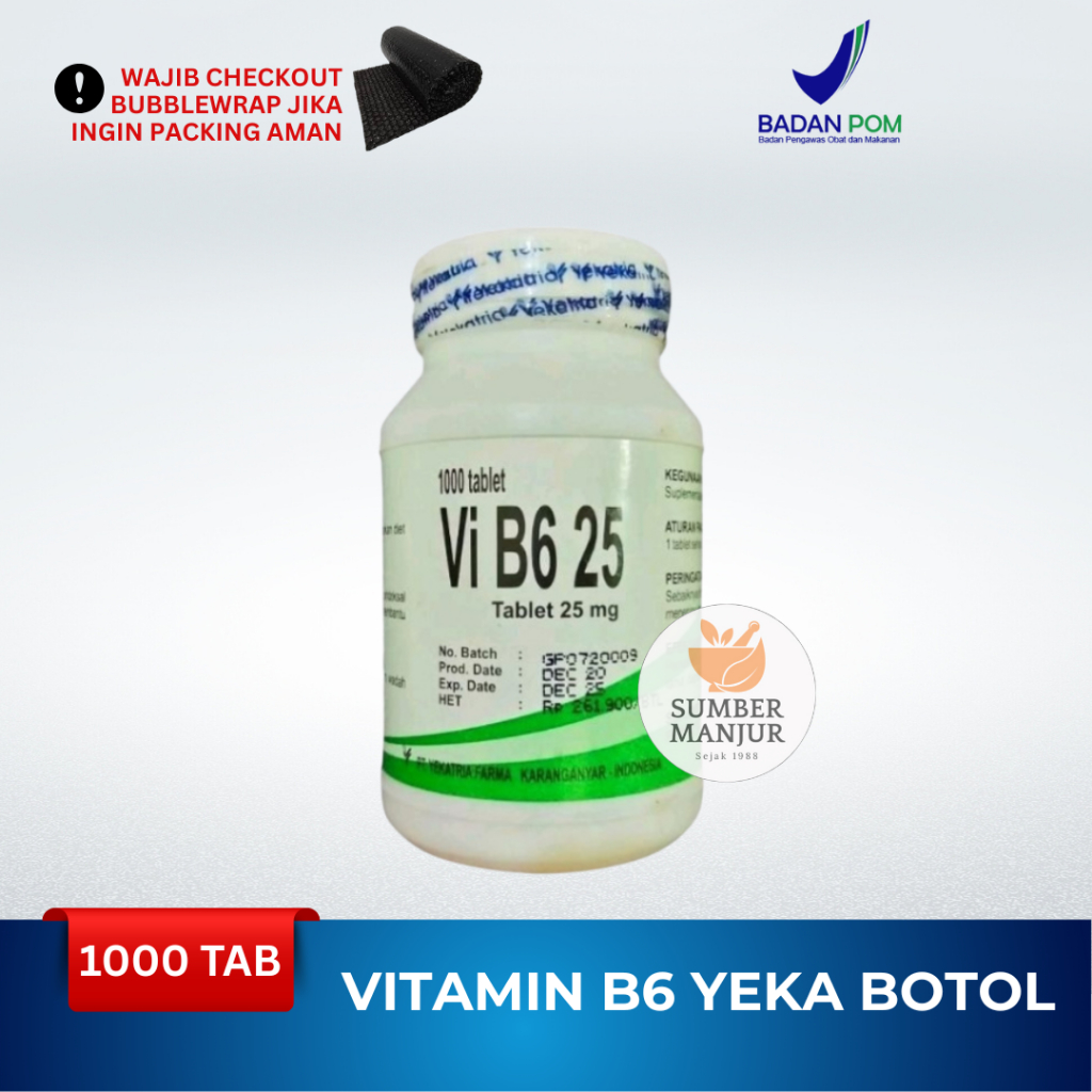 Jual VIT B6 25MG BOTOL / VITAMIN B6 ISI 1000 TABLET | Shopee Indonesia