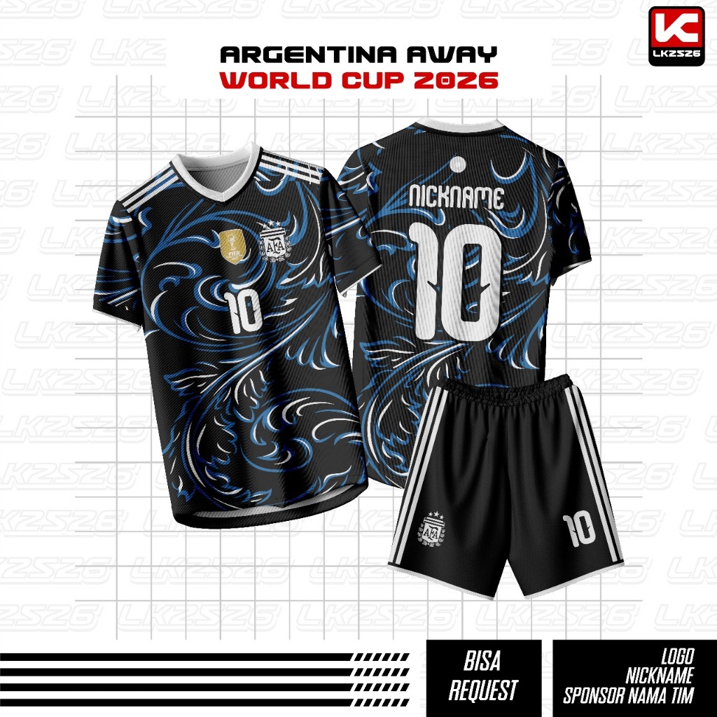 Jual Jersey Bola Fan ARGN AWAY HITAM TIM BIRU PUTIH Edisi Piala Dunia ...
