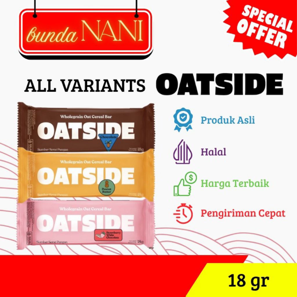 Jual Oatside Snack Bar 18 gr Cemilan Sehat Chocolate / Peanut Butter ...