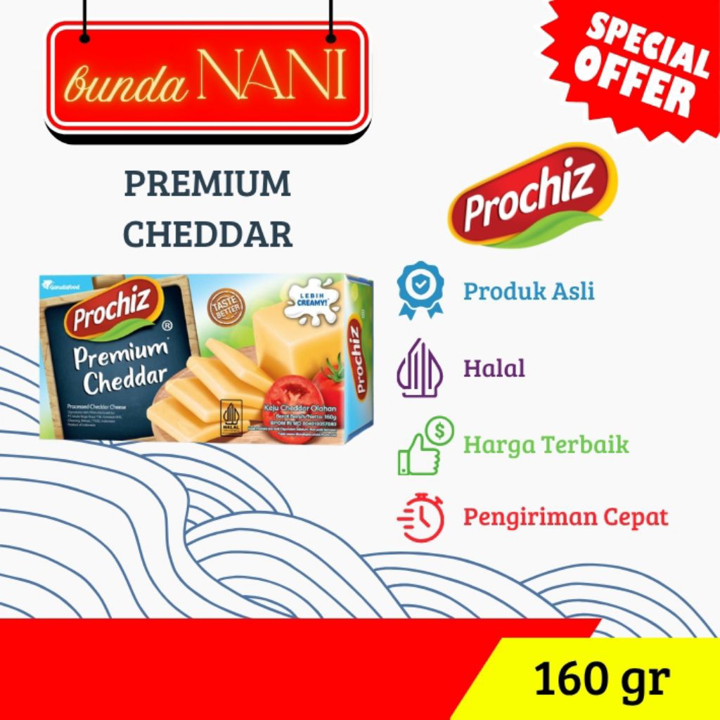 Jual Prochiz Premium Cheddar 160 gr Keju Cheddar Premium Prochiz Halal ...