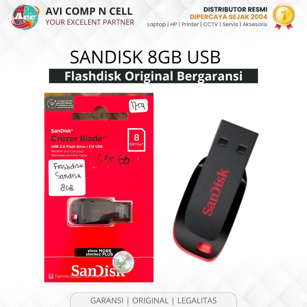 Jual SANDISK 8GB USB flashdisk original bergaransi | Shopee Indonesia