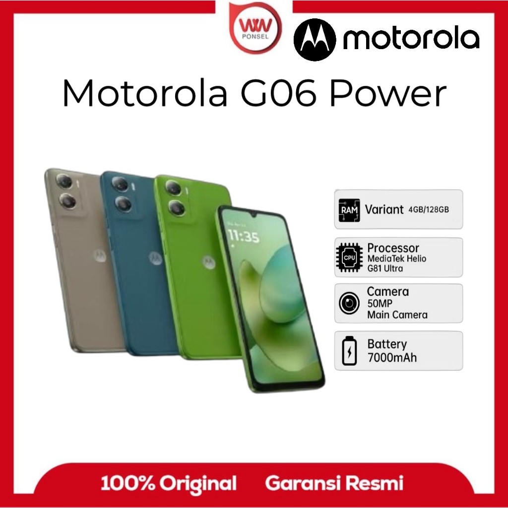 Jual Hp Motorola G06 Power Ram 4GB Internal 128GB Garansi Resmi ...