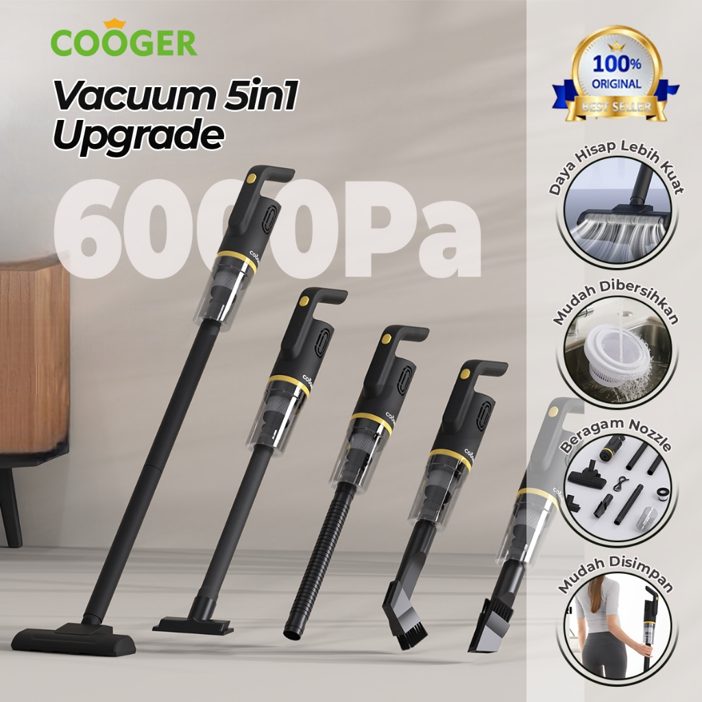Jual COOGER Vacuum Cleaner Lipat 5IN1 Daya Hisap 6000Pa Penyedot Debu ...