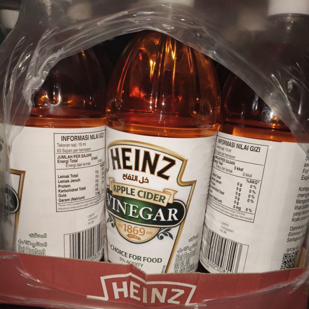 Jual Heinz APPLE CIDER VINEGAR / Heinz CUKA APEL / UKURAN 946ml /32 FL ...