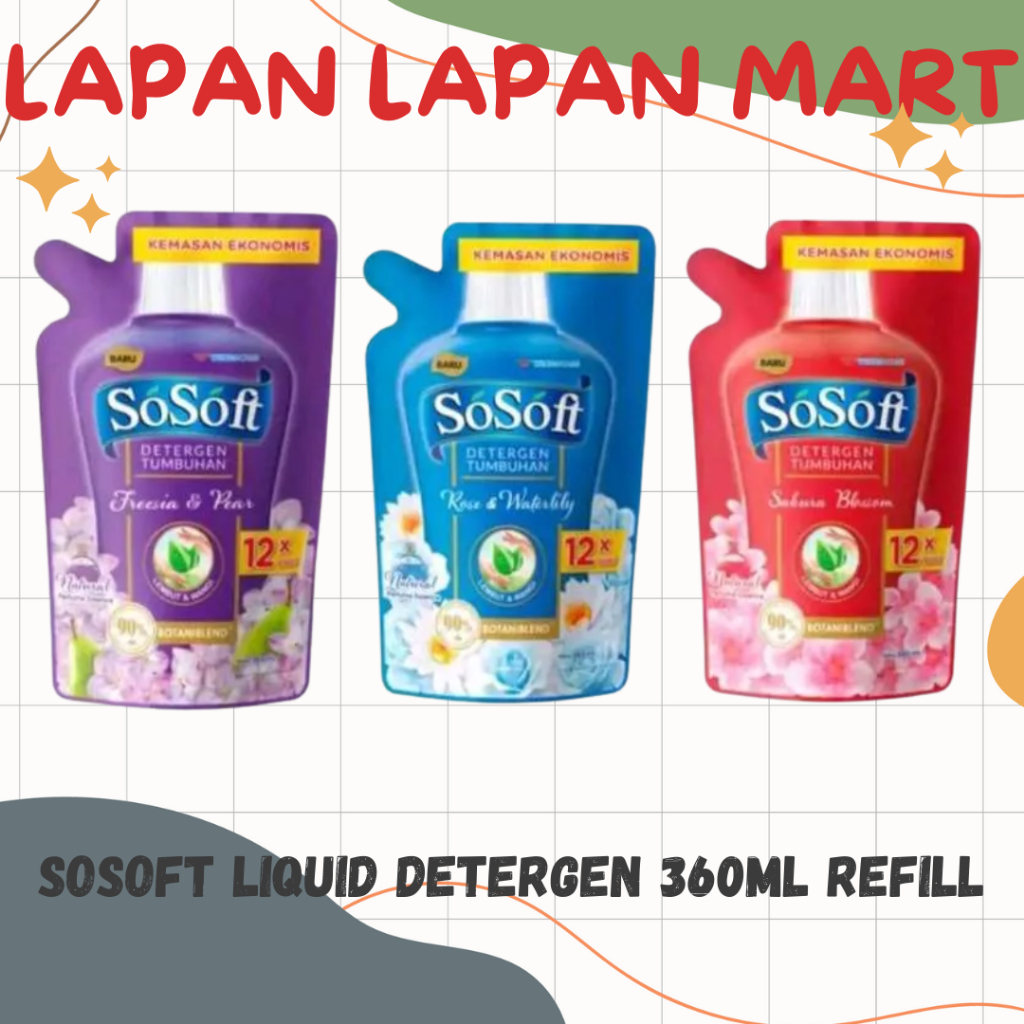 Jual So Soft Liquid Detergen 360ml Refill (Detergen Cair) | Shopee ...