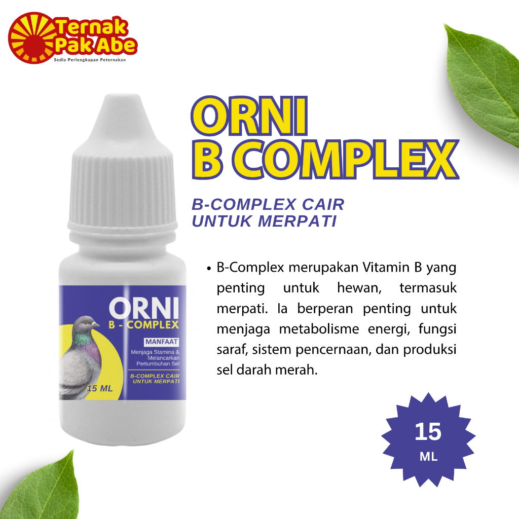 Jual ORNI B-COMPLEX TETES kemasan 15 ml untuk menjaga kesehatan merpati ...