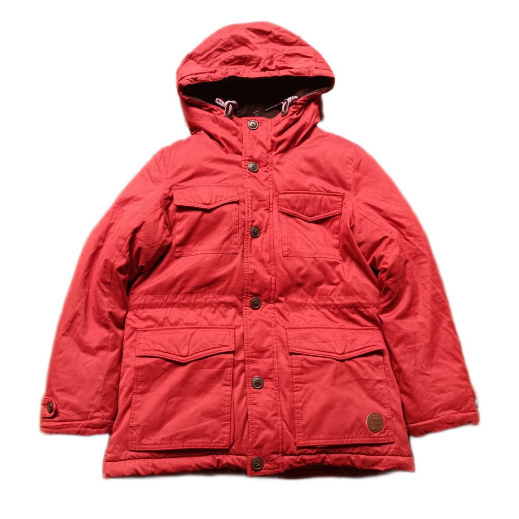 Jual urban parka puffer winter jacket merah M-L | Shopee Indonesia