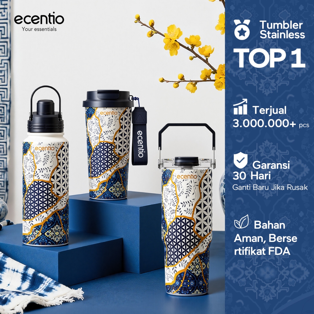 Jual [Batik Series] ecentio tumbler Botol Minum Aesthetic Portable ...