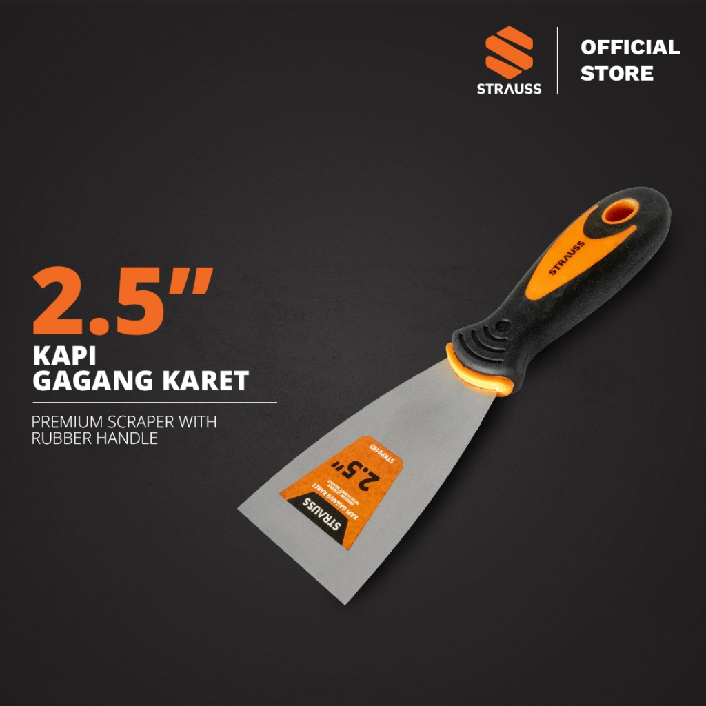 Jual STRAUSS Kapi Gagang Karet / Kape Dempul Baja Anti Karat / Scraper ...