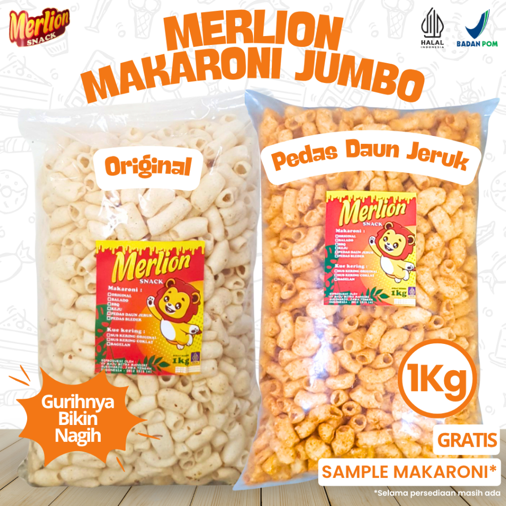 Jual MAKARONI JUMBO 1 BALL 1KG RASA ORIGINAL PEDAS DAUN JERUK SNACK ...