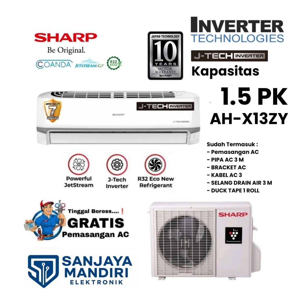 Jual FREE PEMASANGAN! SHARP AC Split J-TECH INVERTER 1.5 PK Turbo ...